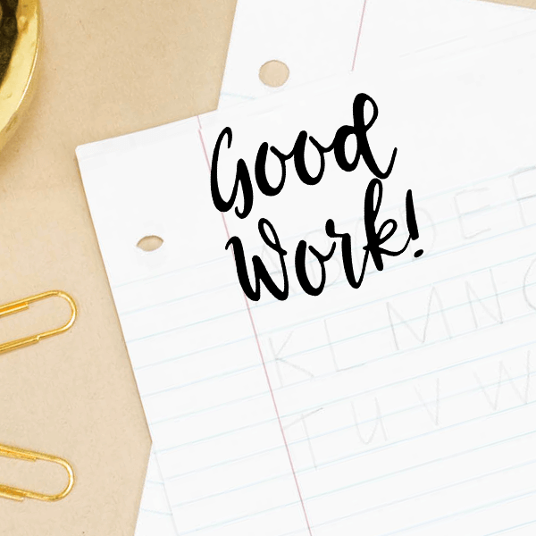 Good Work Script Teacher Feedback Stamp - Simply Stamps