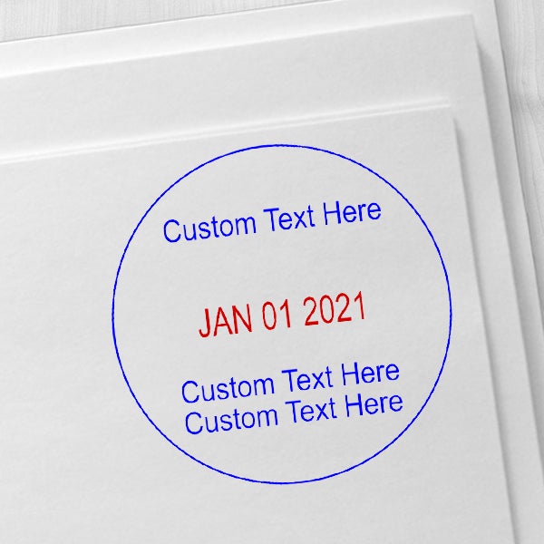 Custom 1 Line Top 2 Line Bottom Round Dater | Simply Stamps