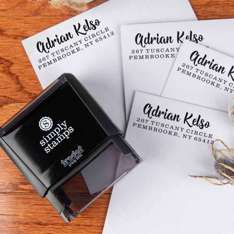 Bold Edgy Script Custom Return Address Stamp - Simply Stamps