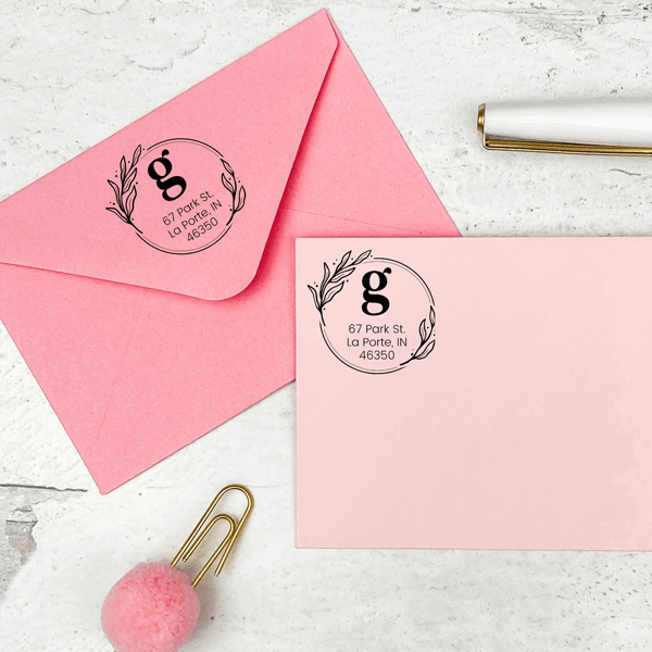 Elegant Botanical Monogram Address Stamp - Simply Stamps