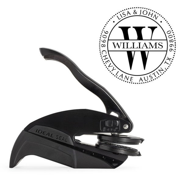 Williams Monogram Round Return Address Embosser - Simply Stamps