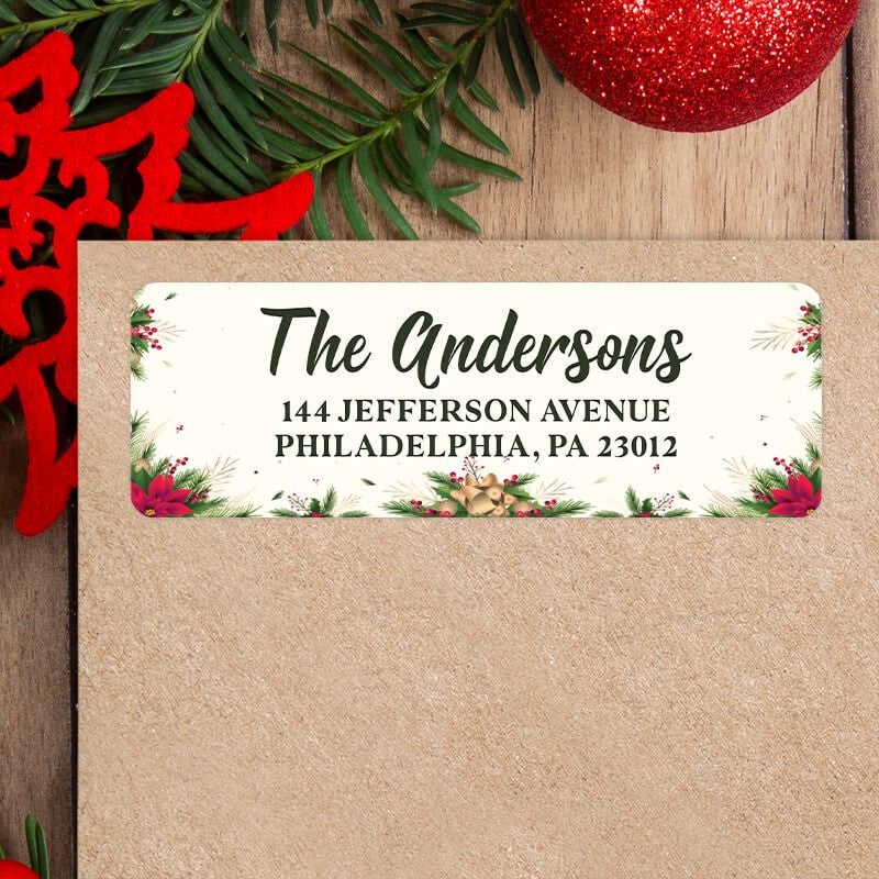 Classic Traditional Christmas Custom Address Labels [Sheet of 30 Labels ...