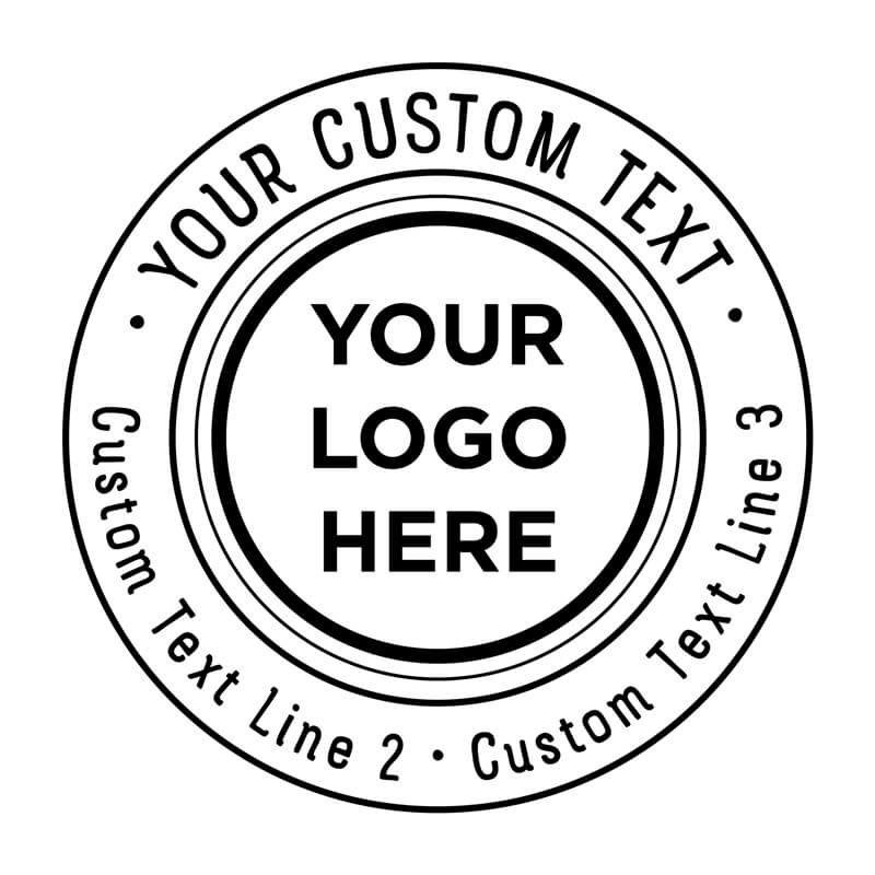Double Ring Round Custom Logo Stamp with Text - Self-Inking, Pre-Inked ...