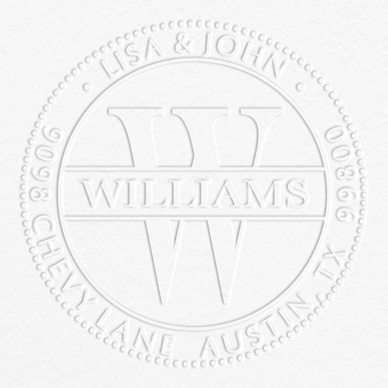 Williams Monogram Round Return Address Embosser - Simply Stamps