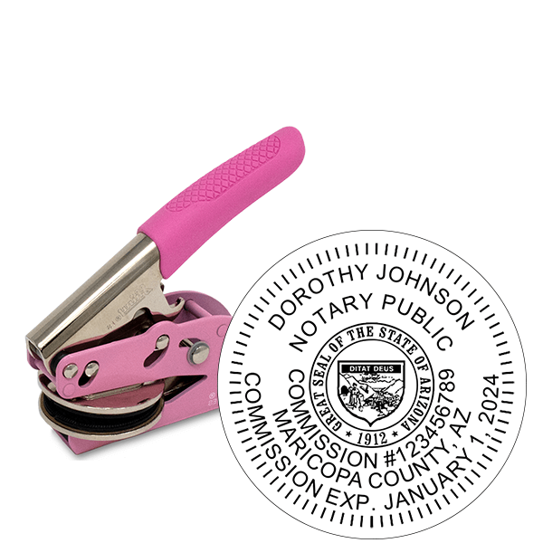 Round Arizona Notary Pink Seal Embosser | Simply Stamps