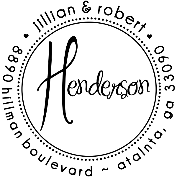 Executive Address Stamp w Cursive Accents - Round Monogram - Simply Stamps