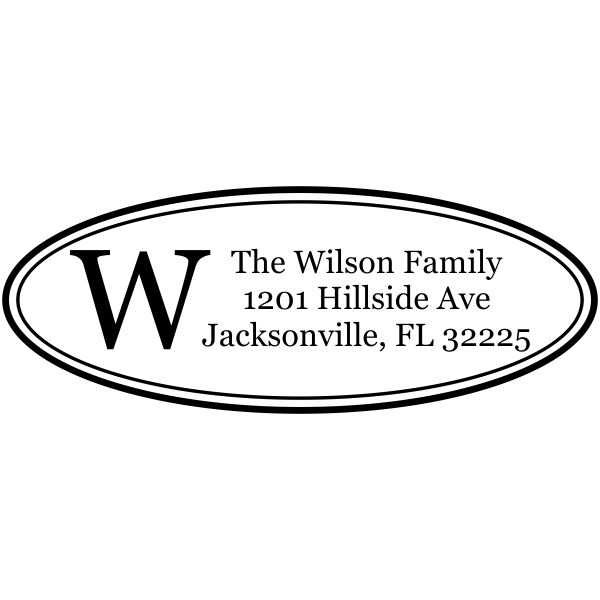 Monogram Oval Rubber Address Stamp - Simply Stamps