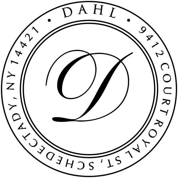 Dahl Round Address Stamp Rubber Stamp - Simply Stamps