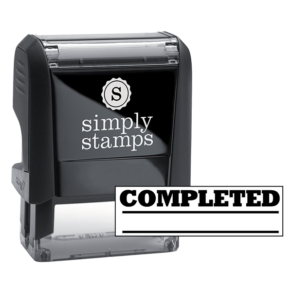 COMPLETED With Underlines Rubber Stamp - Simply Stamps
