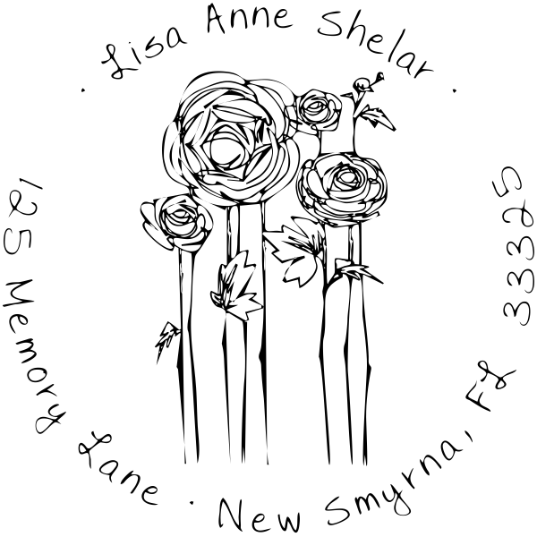Flowers Sketch Custom Address Stamp