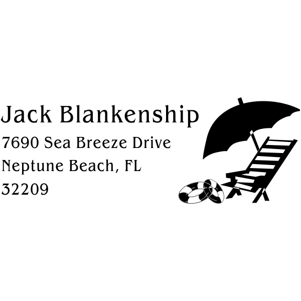 Beach Chair Umbrella Return Address Stamp
