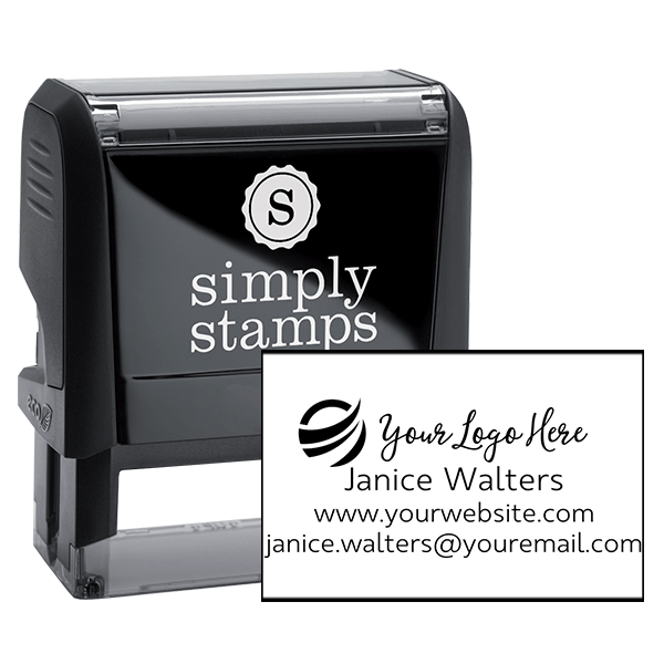 Custom Rectangle Logo Stamp with 3 Lines of Text - Self-Inking, Pre ...