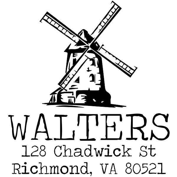 Vintage Windmill Return Address Rubber Stamp - Simply Stamps