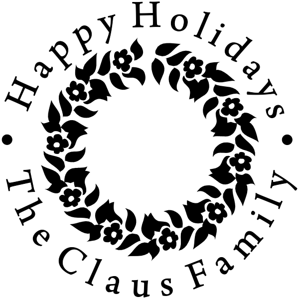 Happy Holidays Floral Wreath Custom Stamp - Simply Stamps