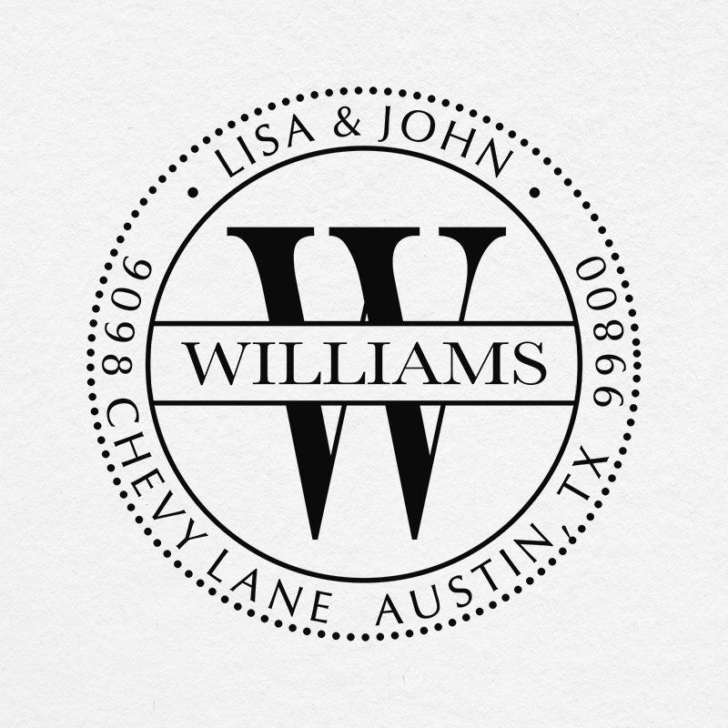 Williams Address - Round Monogram Return Address - Simply Stamps