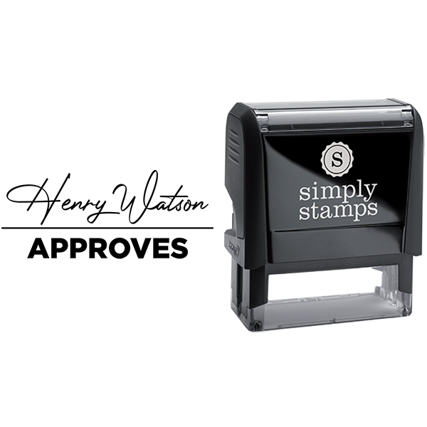 Approved with Custom Signature Text Business Stamp - HC Brands