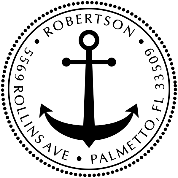Nautical Anchor Round Address Stamp - Simply Stamps