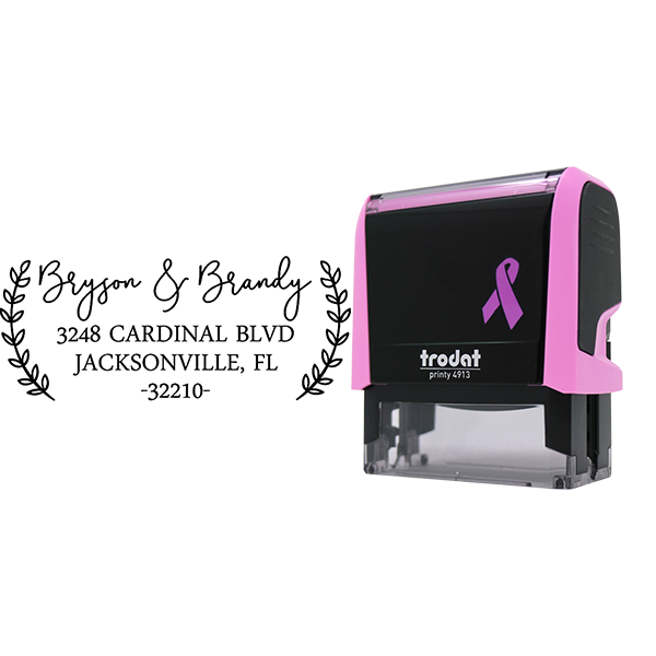 Pink Ribbon Return Address Stamp - Simply Stamps