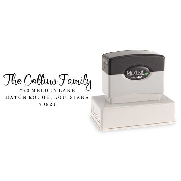 Custom Pre-Inked Address Stamp, 3 Line Couple Return Address, Collins ...