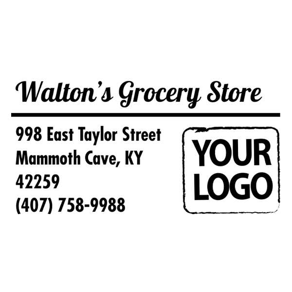 Bolded Script Address Stamp with Custom Logo - SimplyStamps