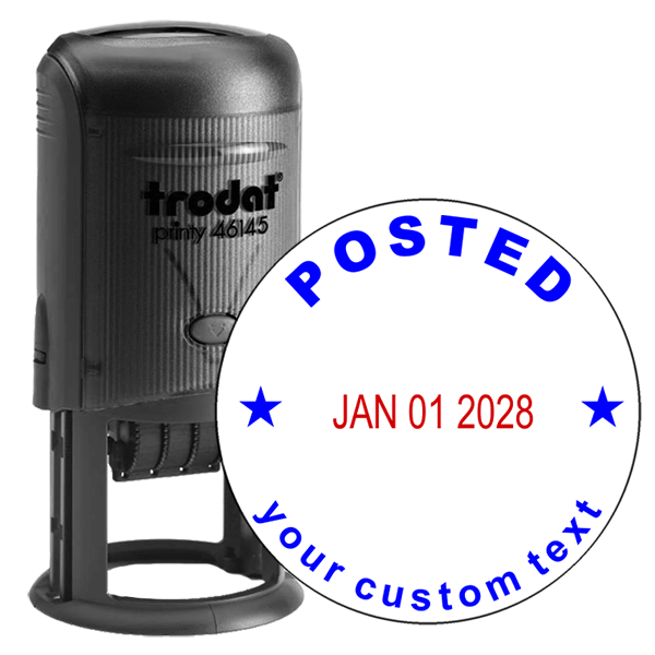 Round Posted Date Stamp with Custom Text | Simply Stamps