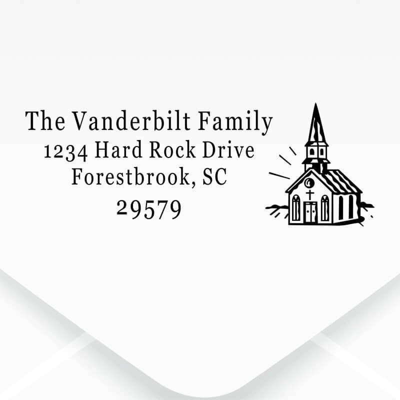 Church Building Rectangle Address Stamp - Simply Stamps