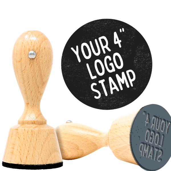 Wood Handle Custom Logo Stamp (4" x 4") - Simply Stamps
