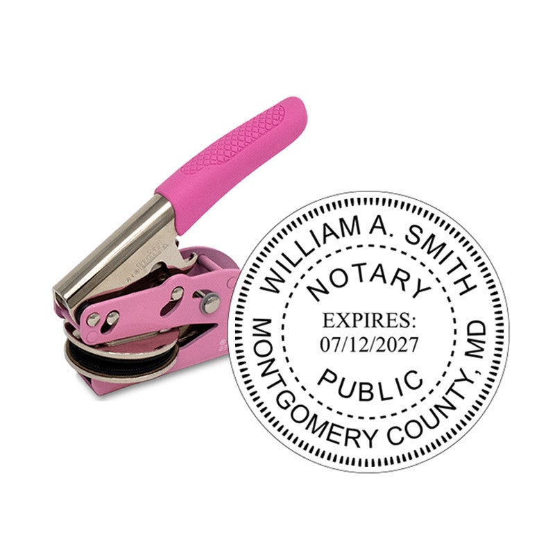 Round Maryland Notary Pink Seal Embosser | Simply Stamps