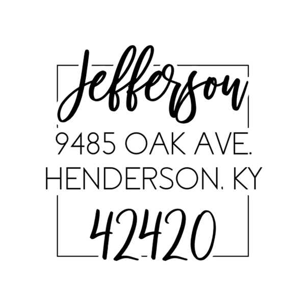 Script Square Border Address Stamp - Simply Stamps