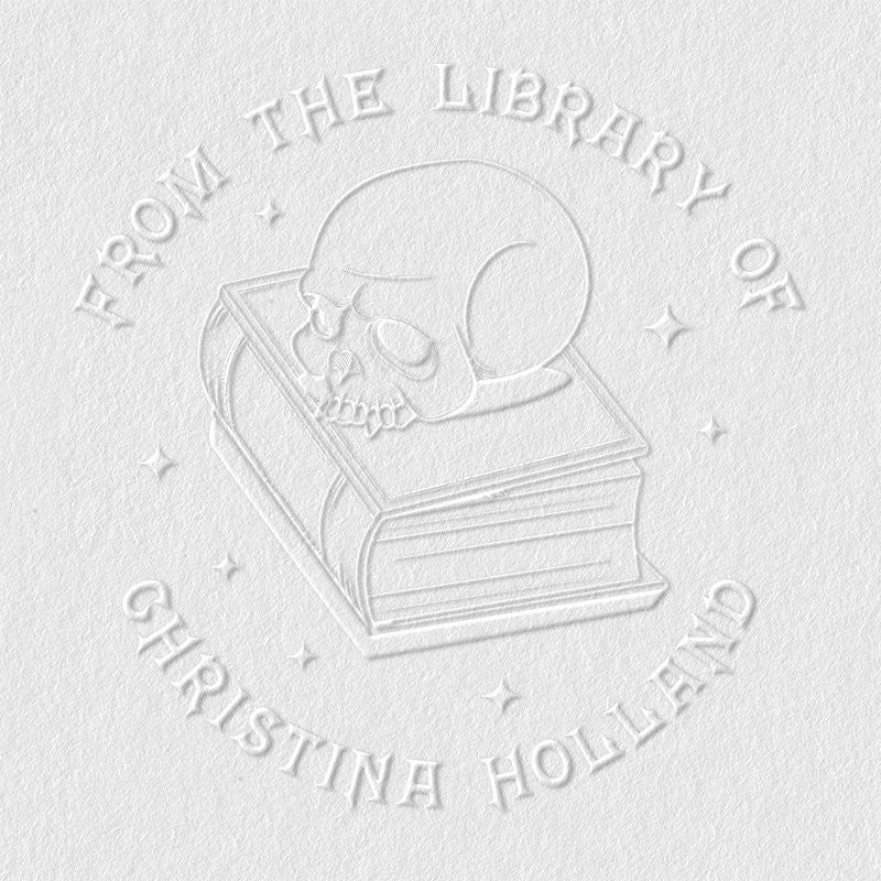 Book With Skull Custom Book Embosser - Simply Stamps