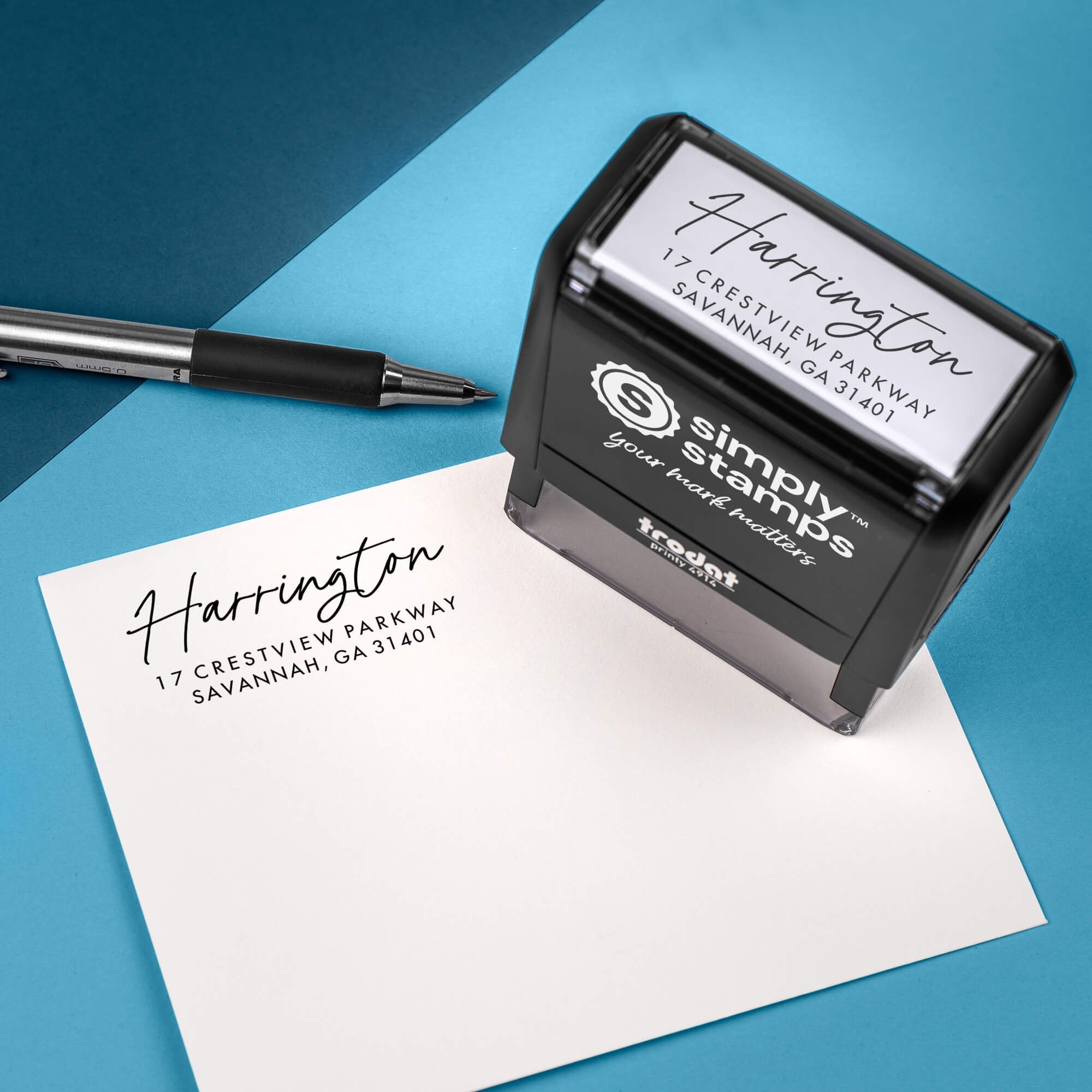 Handwritten Script Address Stamp