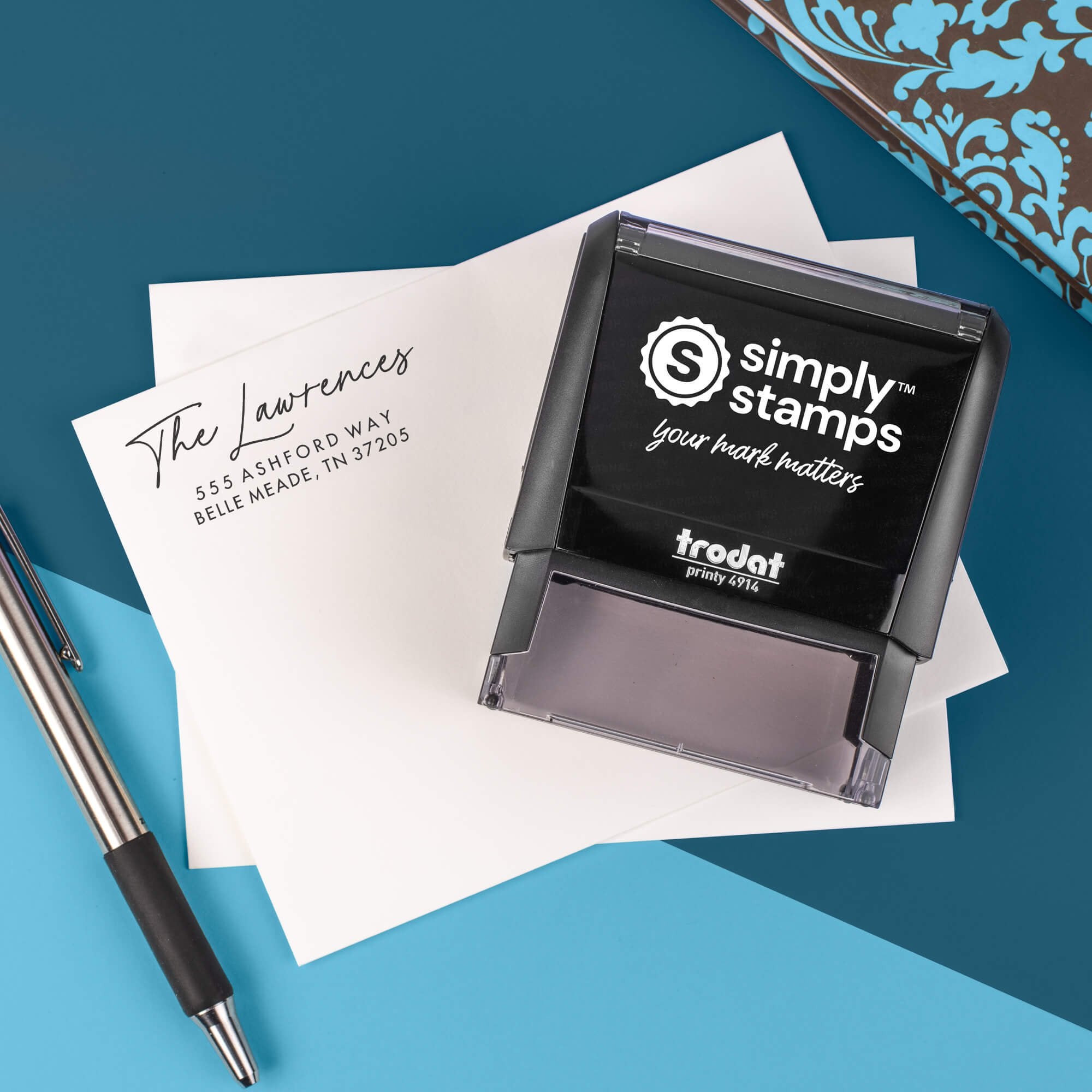 Handwritten Script Address Stamp