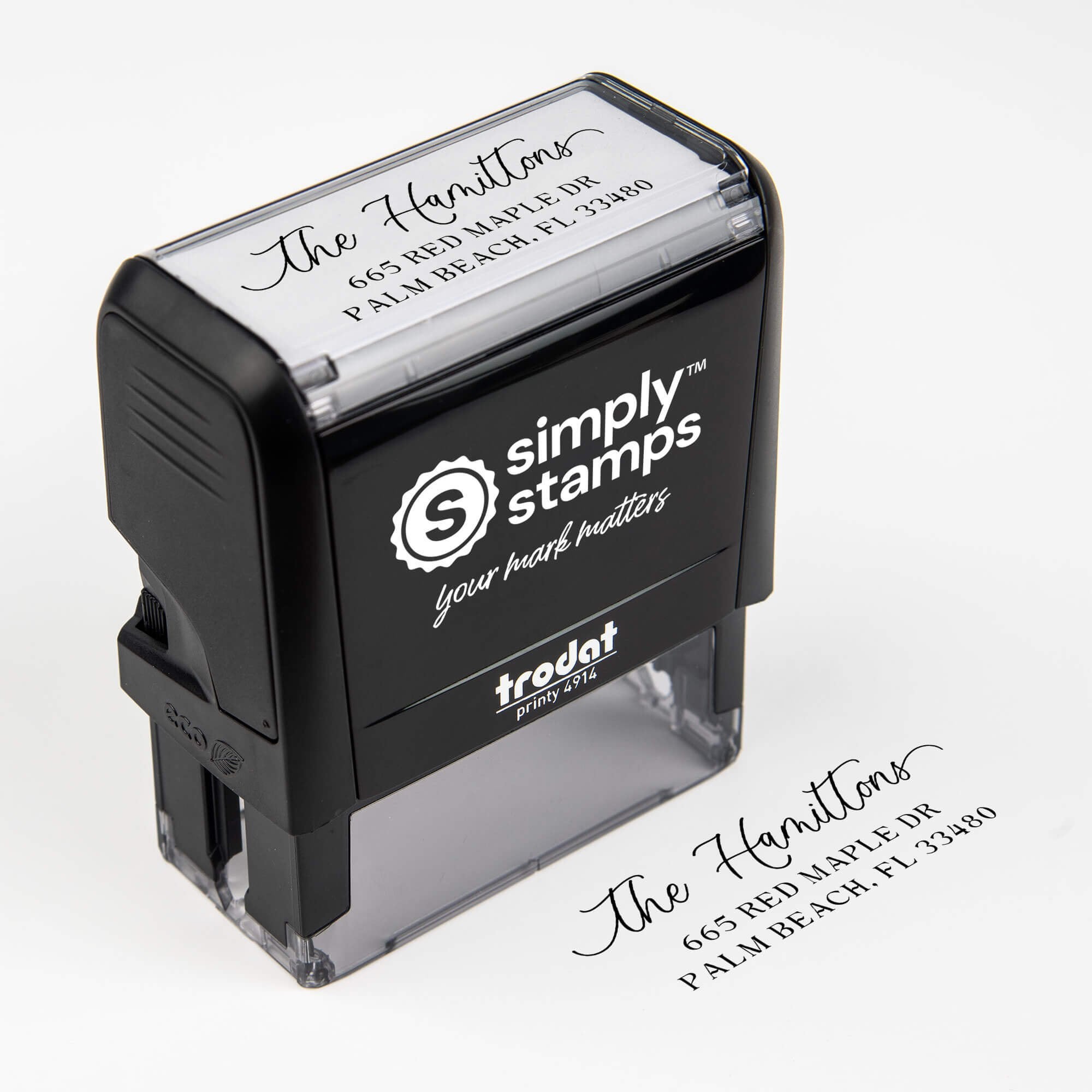 Return Address Stamp, Elegant Script, Self Inking