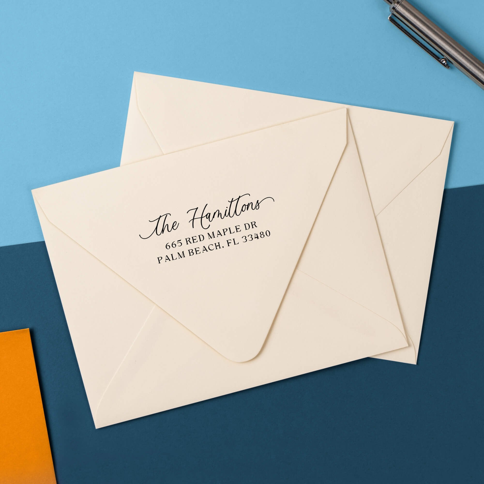 Return Address Stamp, Elegant Script, Self Inking