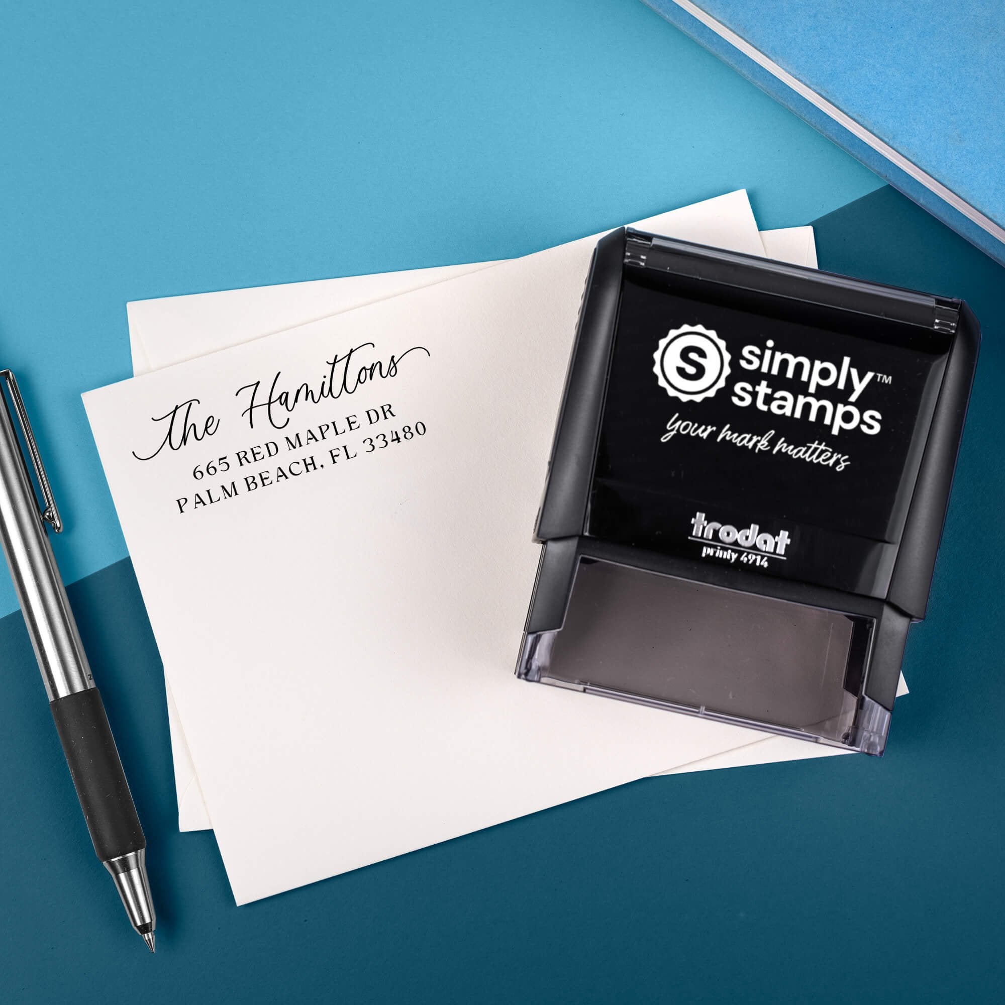 Return Address Stamp, Elegant Script, Self Inking