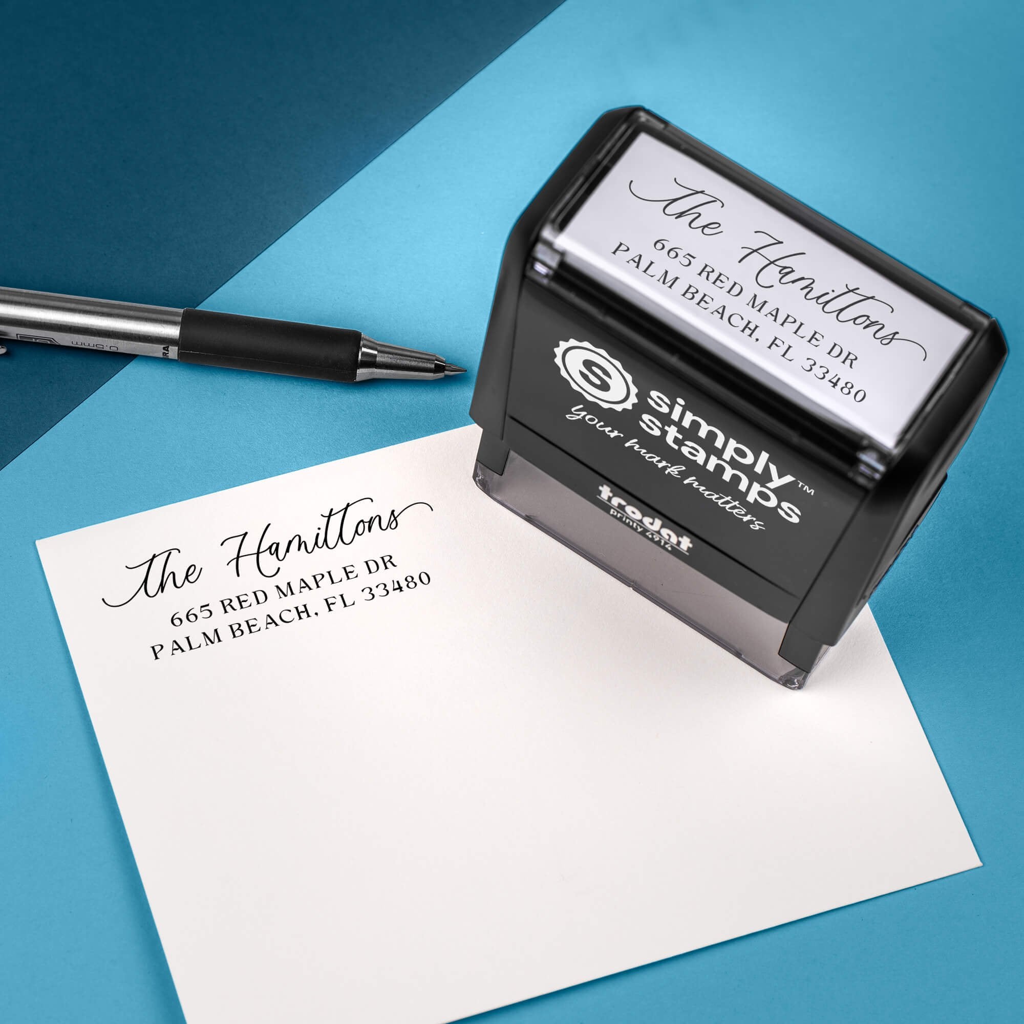 Return Address Stamp, Elegant Script, Self Inking