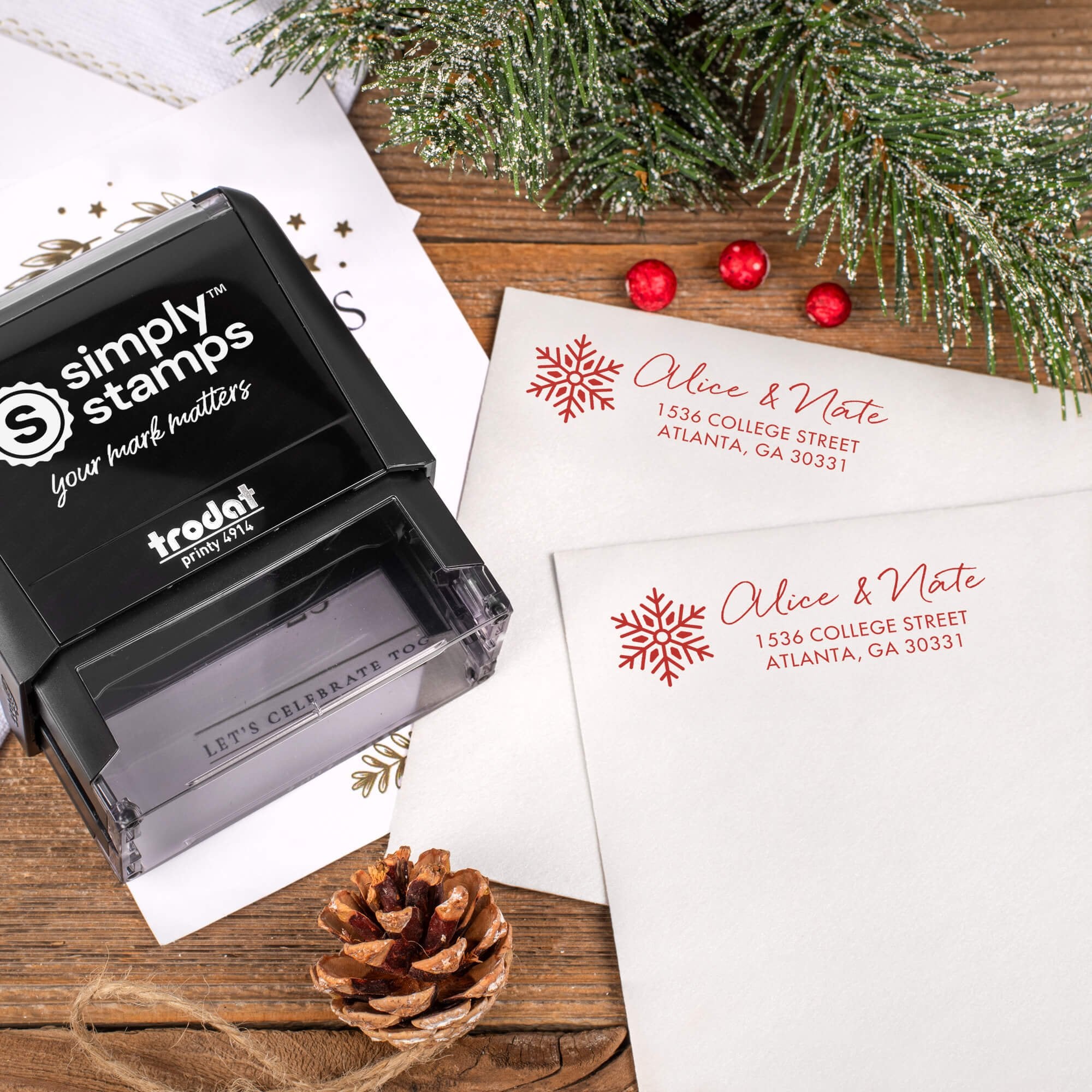 Snowflake Return Address Stamp – Personalized Holiday Return Address ...