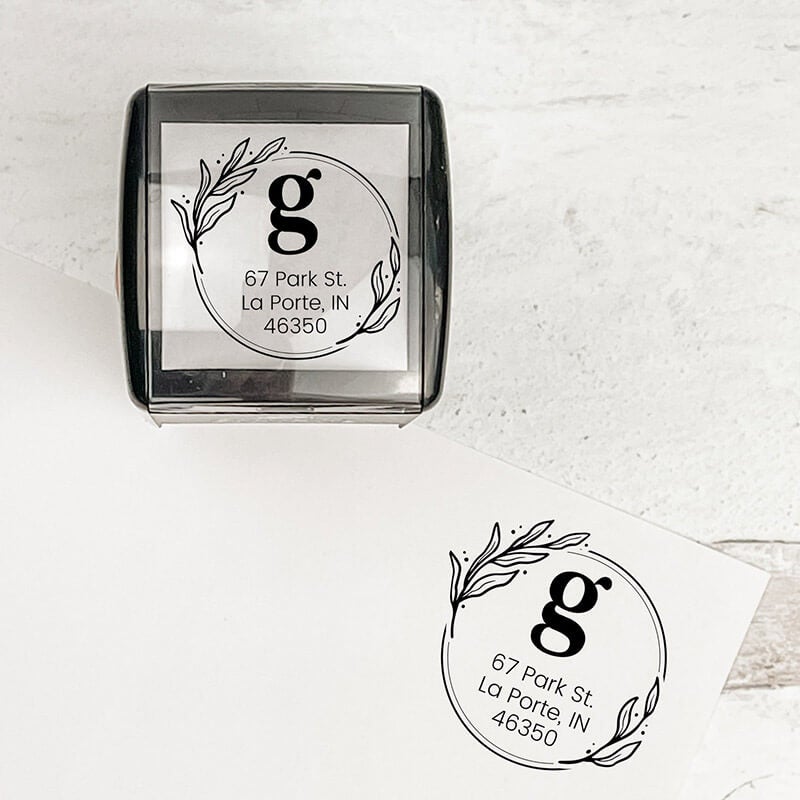 Elegant Botanical Monogram Address Stamp - Simply Stamps