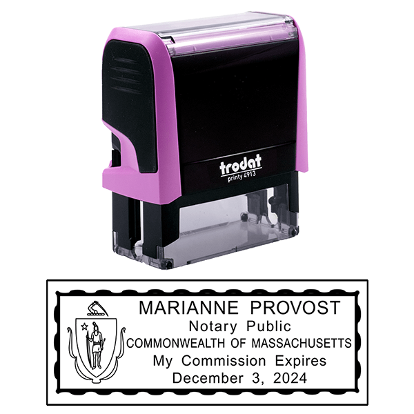 Massachusetts Notary Pink Stamp - Rectangle - Simply Stamps Massachusetts Notary Pink Stamp - Rectangle - Simply Stamps